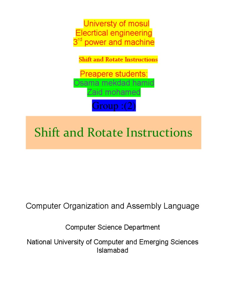 Shift and Rotate Instructions: Group | PDF | Mathematical Notation ...