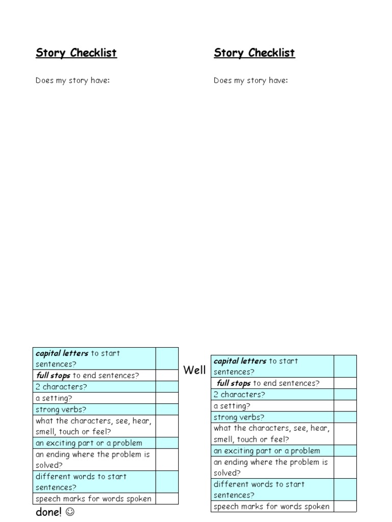 Story Checklist JH | PDF