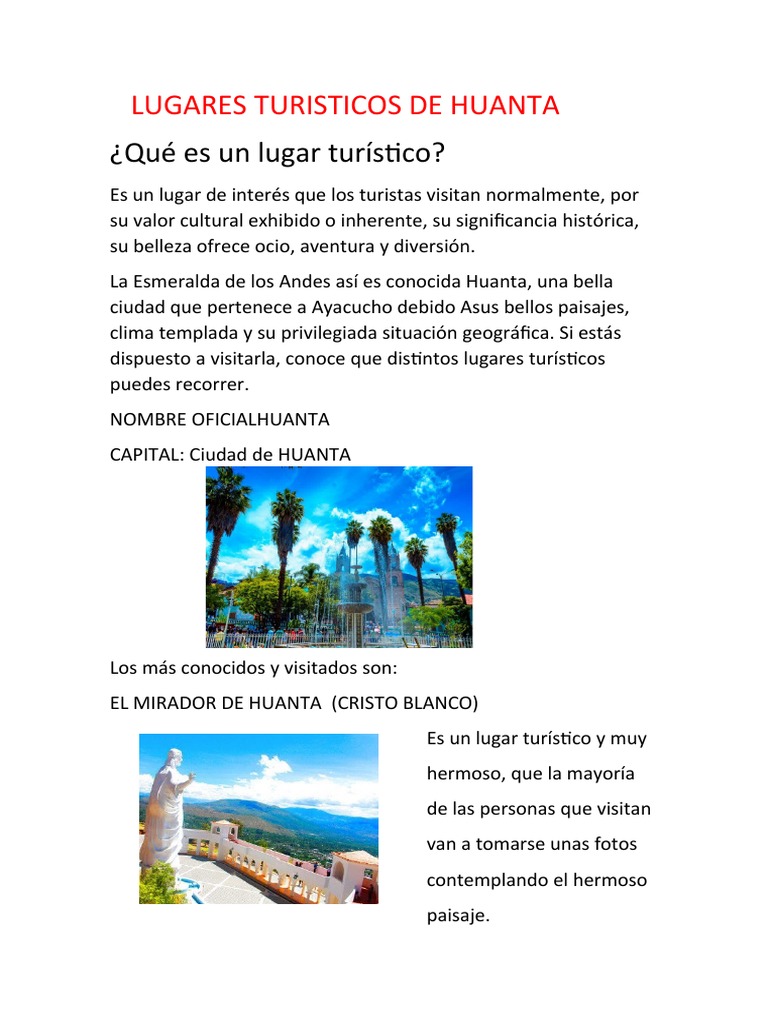 Lugares Turisticos de Huanta | PDF | Andes | Ciencias de la Tierra