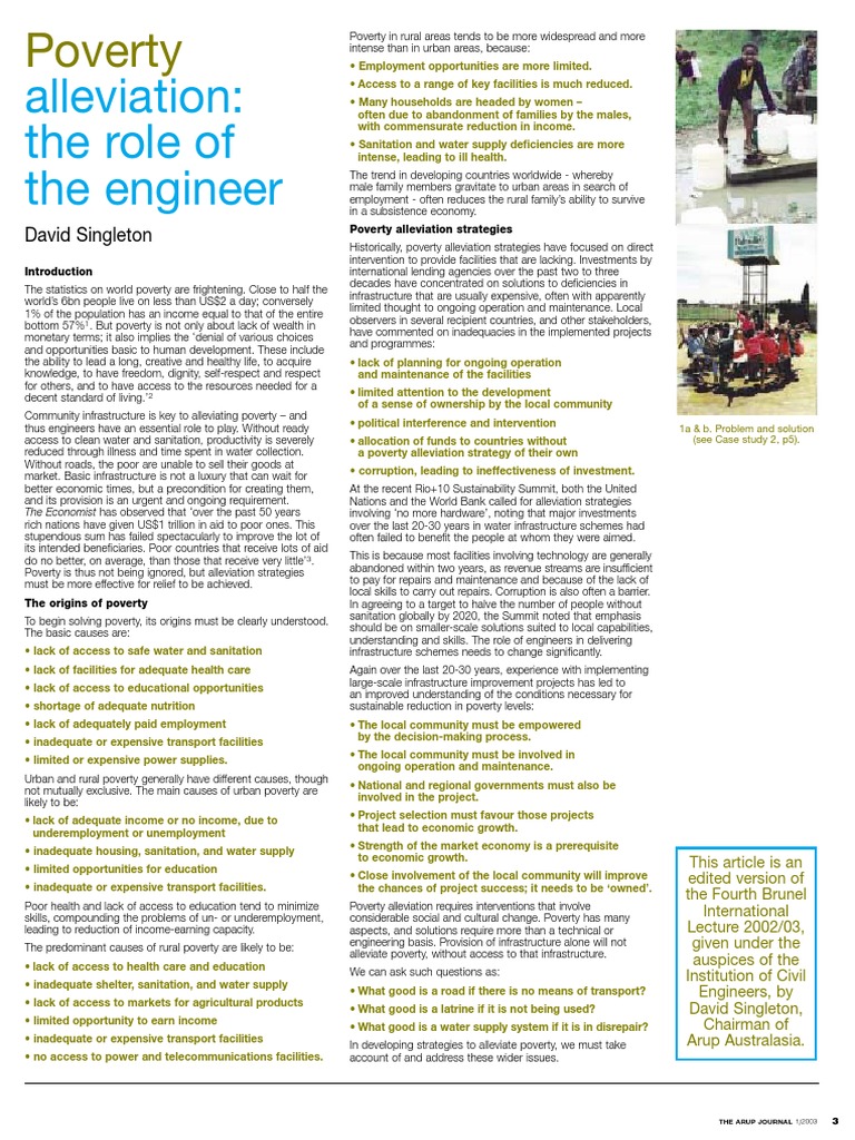 Alleviation: The Role of The Engineer: Poverty | PDF | Sanitation | Poverty
