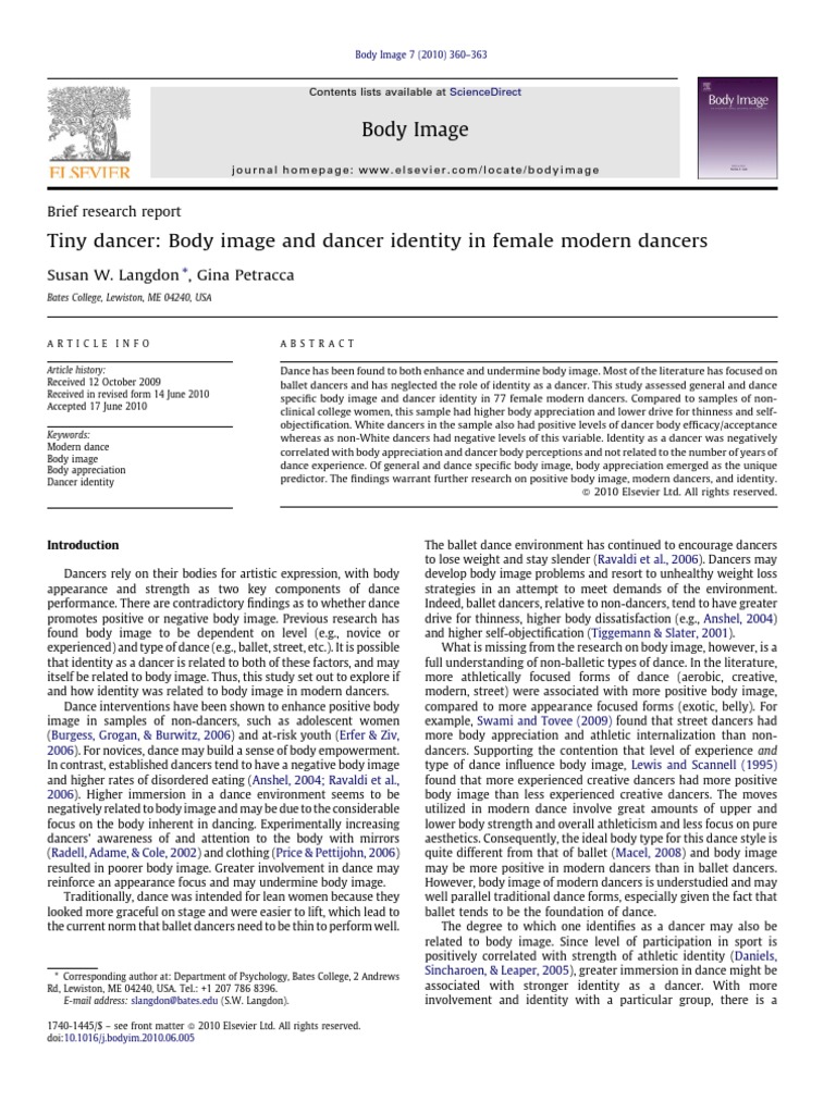 Tiny Dancer Body Image and Dancer Identity in Female Modern D - 2010 ...