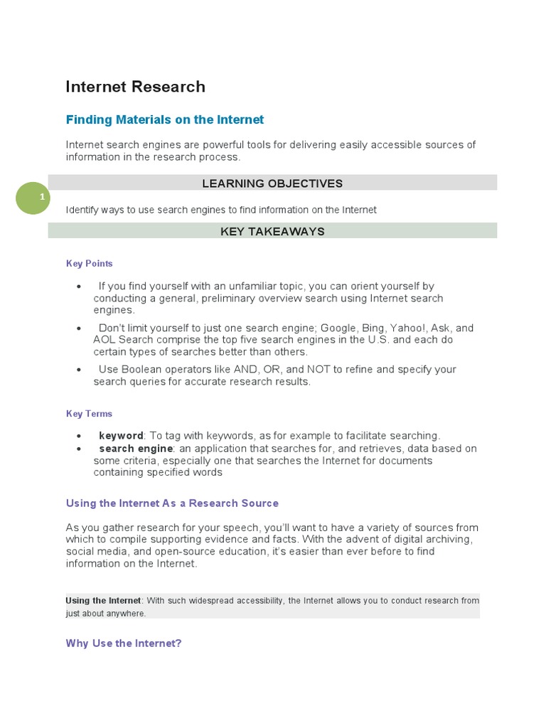 Internet Research: Finding Materials On The Internet | PDF | Academic ...