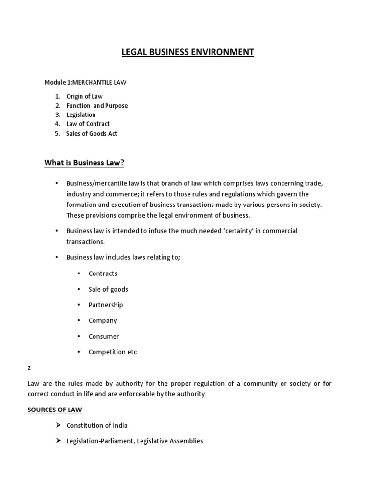 Legal Business Environment: What Is Business Law? | PDF | Offer And ...