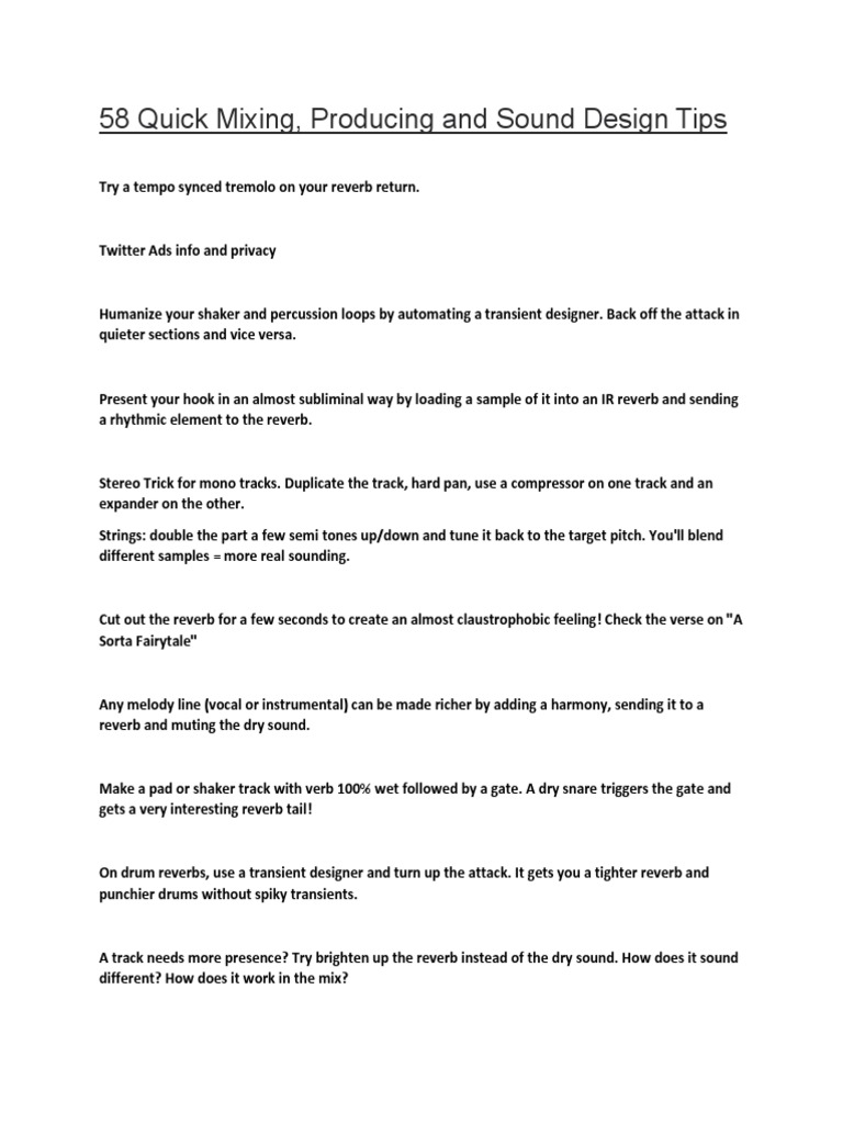 58 Quick Mixing | PDF | Equalization (Audio) | Audio Electronics