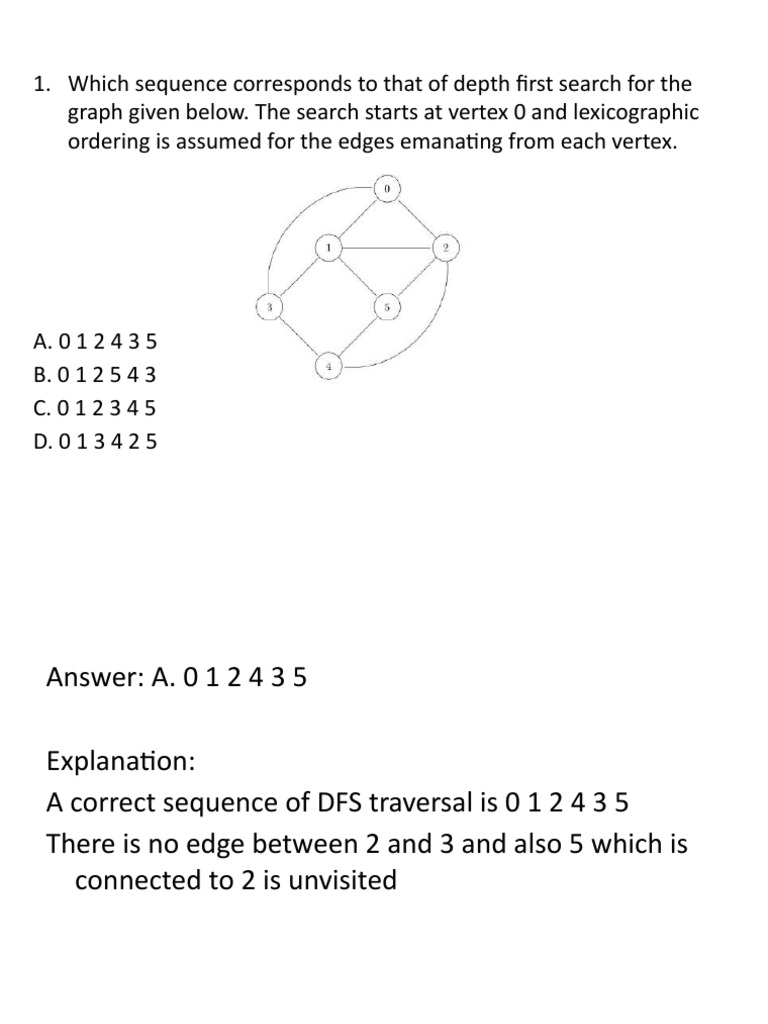 05 Ds Quiz Set Bfs and Dfs | PDF | Vertex (Graph Theory) | Combinatorics