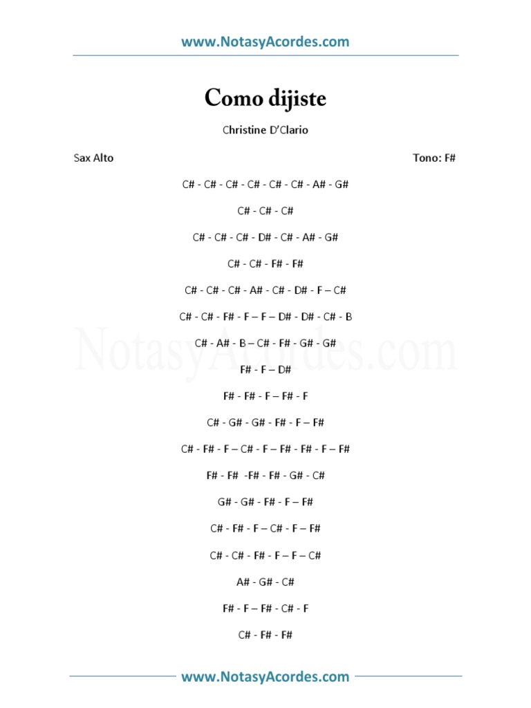 Como Dijiste en Sax Alto Christine DClario PDF | PDF