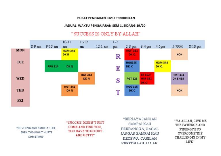 Jadual Sem 5 | PDF