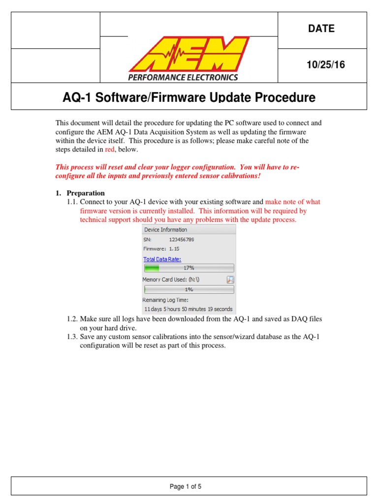 AQ-1 Software/Firmware Update Procedure | PDF | Booting | Usb