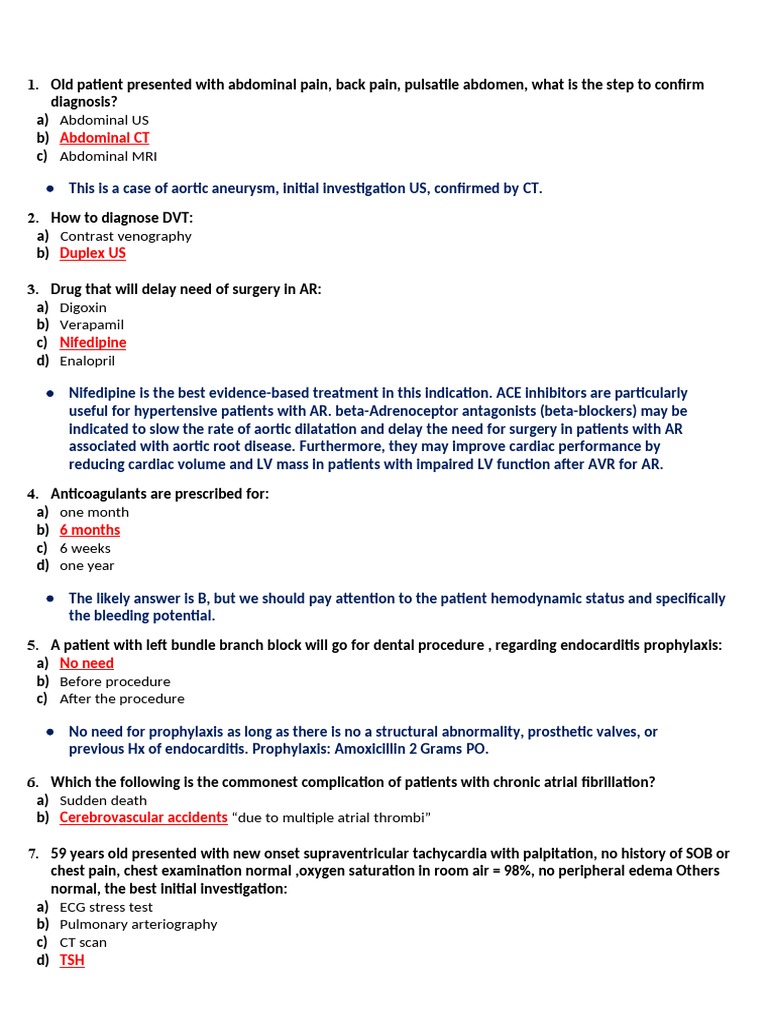 Cardio SLE Mcqs With Answers | PDF | Heart | Myocardial Infarction