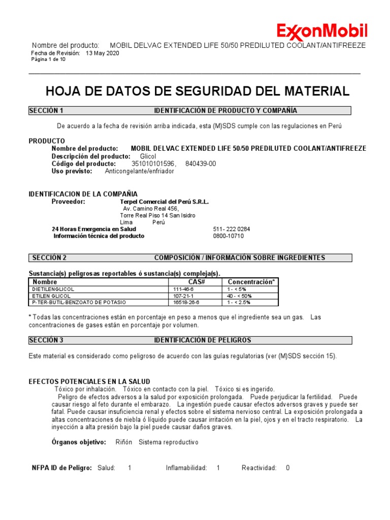 Mobil Delvac Extended Life 50-50 Prediluted Coolant Antifreeze | PDF ...