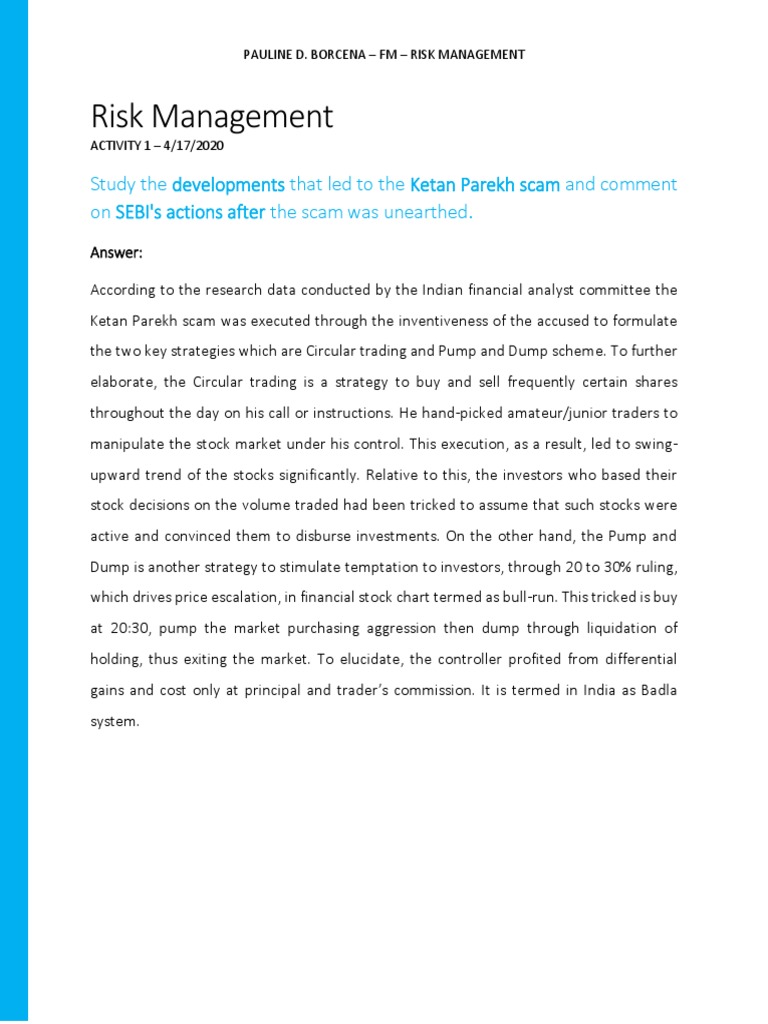 Riskman Activity | PDF | Stocks | Securities (Finance)