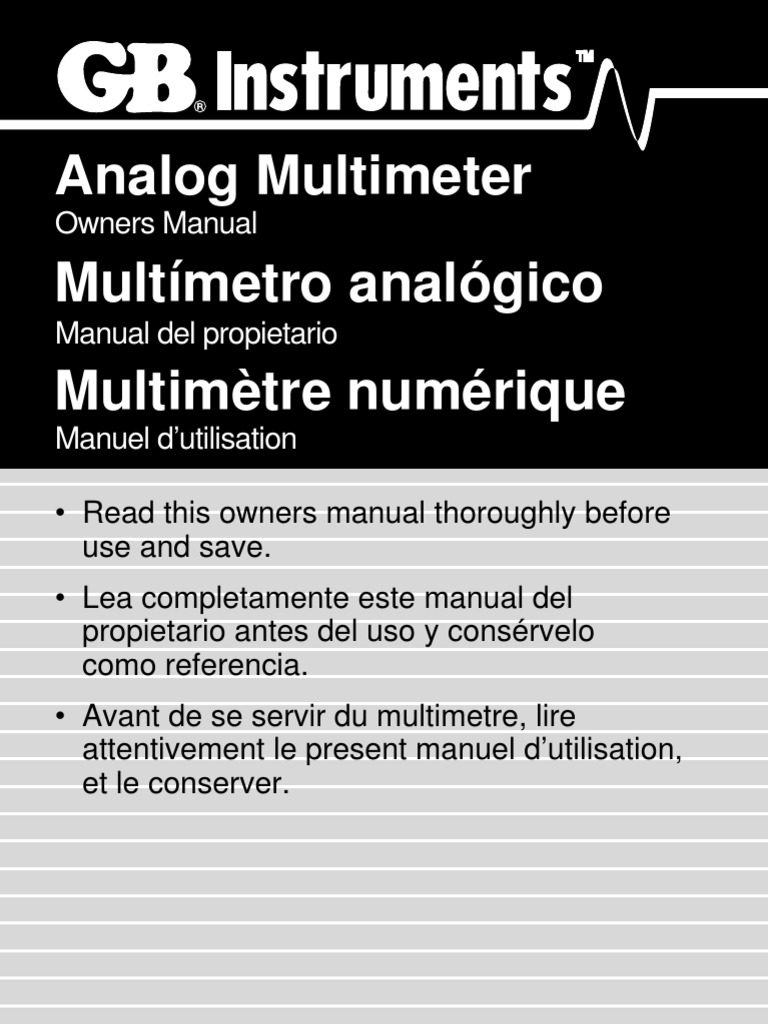 Multi Meter Manual GMT - 12A | PDF | Voltage | Switch