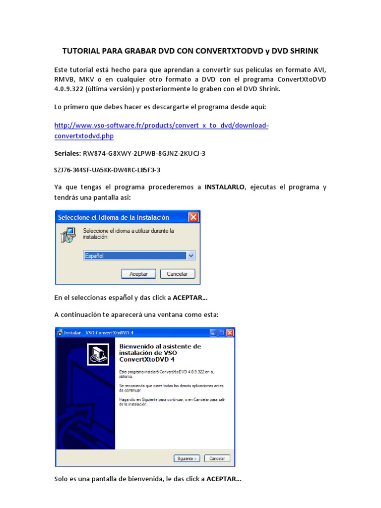 Tutorial ConvertXtoDVD & DVD Shrink | PDF | Tecnología de cine y video ...