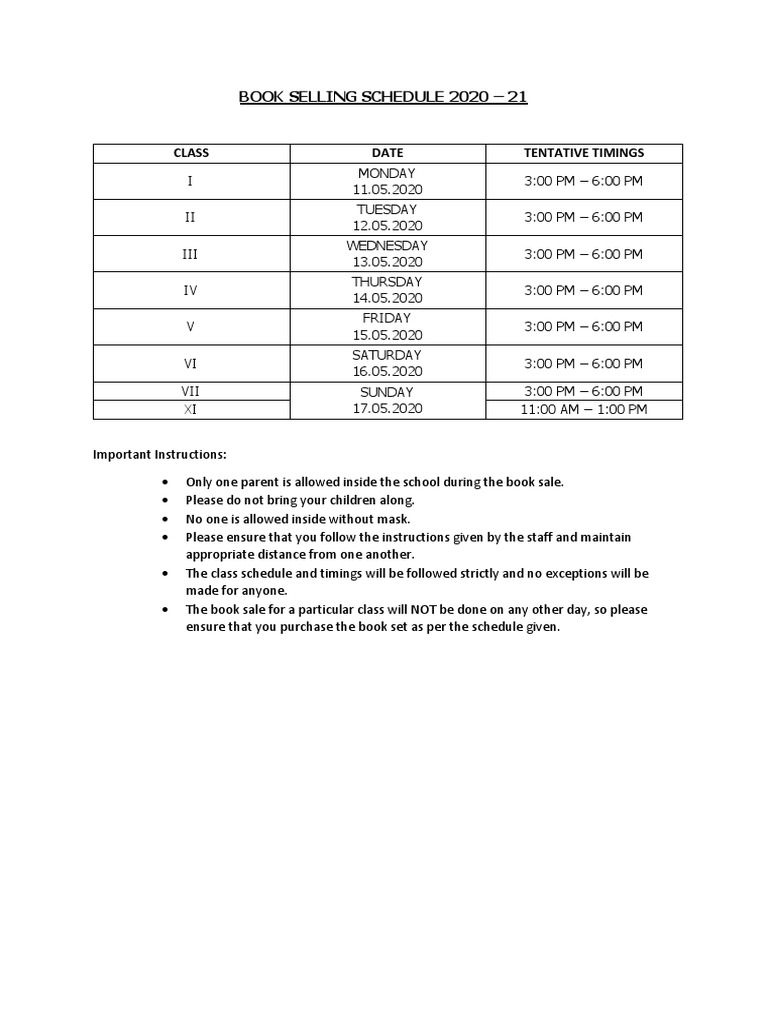 Book Sale Schedule - 20200510101507454 PDF | PDF