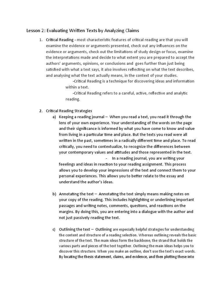 Lesson 2 Evaluating Written Texts by Ana | PDF | Argument | Justification