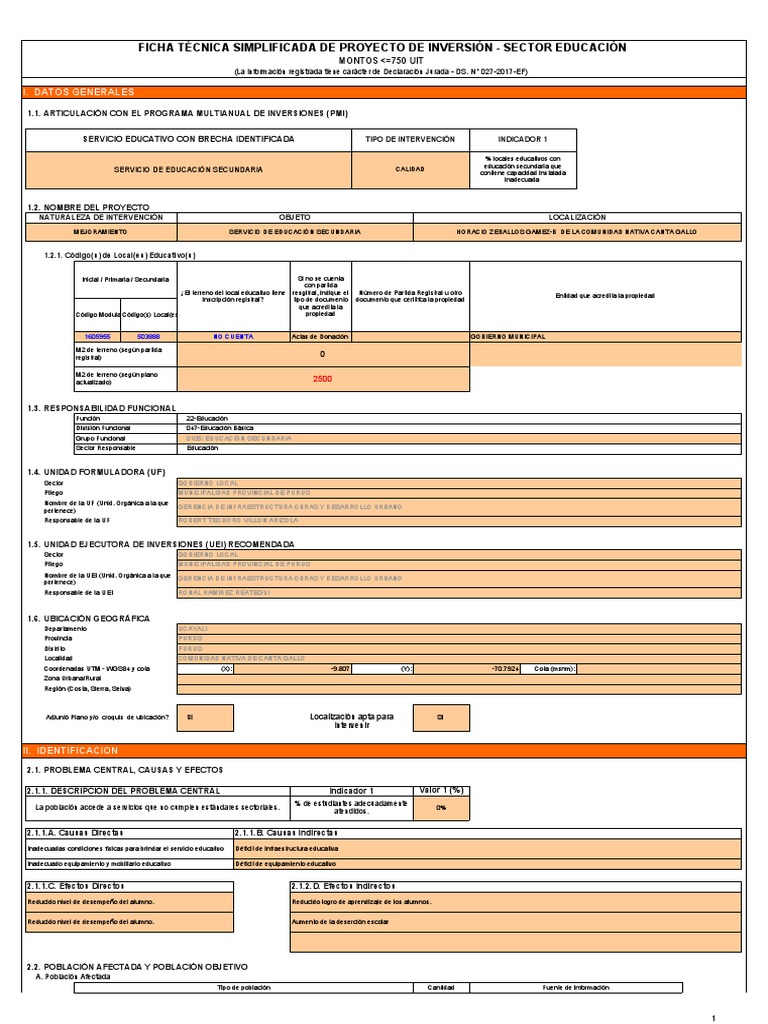 Ficha Tecnica Simplificada Educacion v1 | PDF | Salón de clases | Oferta (economía)