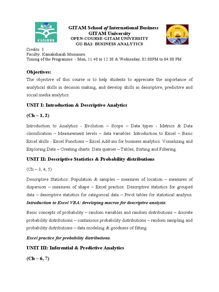 BA Syllabus | PDF | Statistics | Regression Analysis