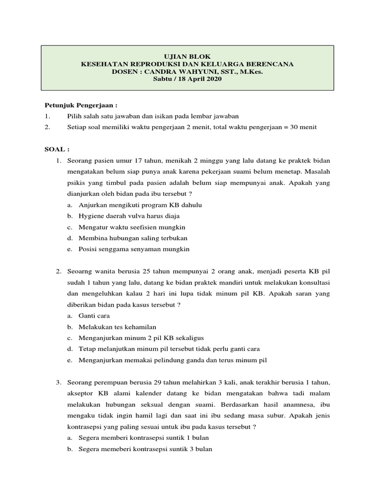 Soal Ujian Blok | PDF