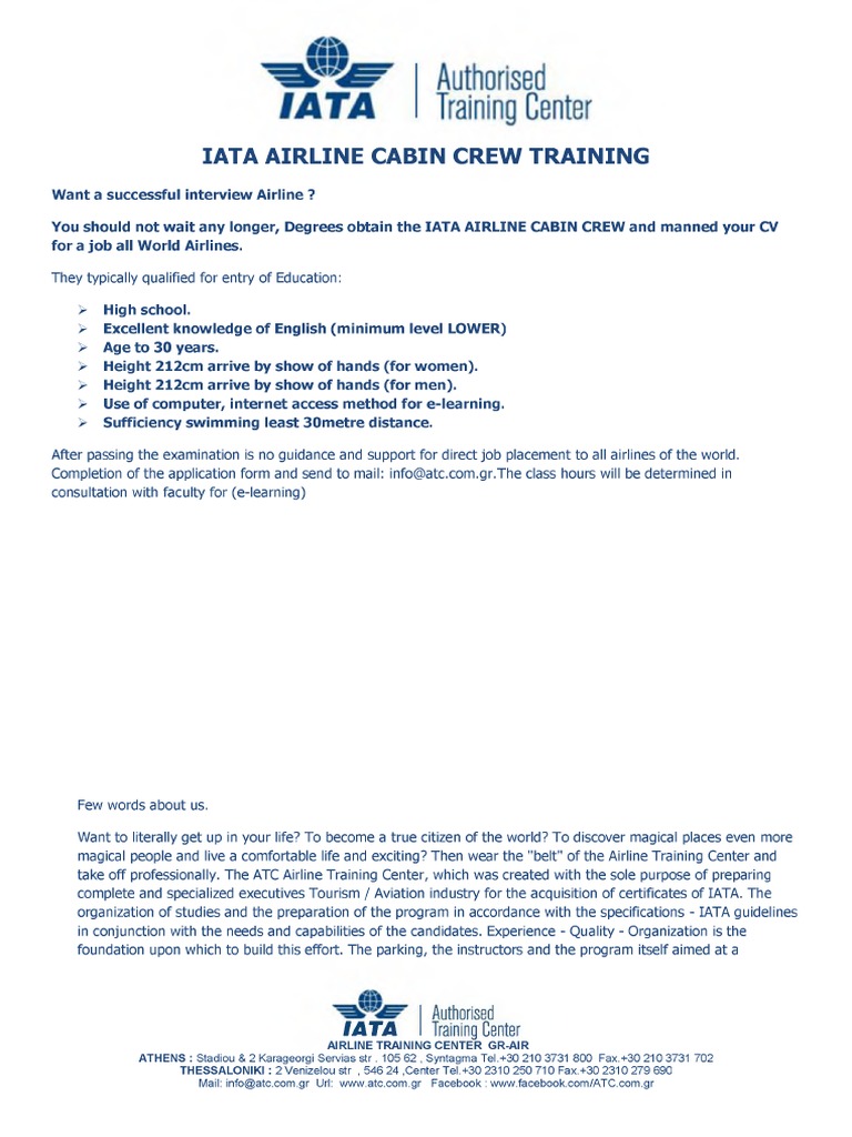 Iata Airline Cabin Crew Training | PDF | Flight Attendant | Educational ...