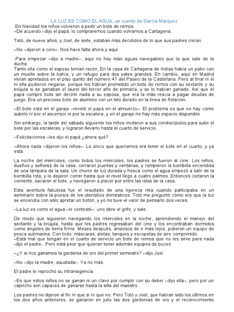 La Luz Es Como El Agua | PDF | Naturaleza
