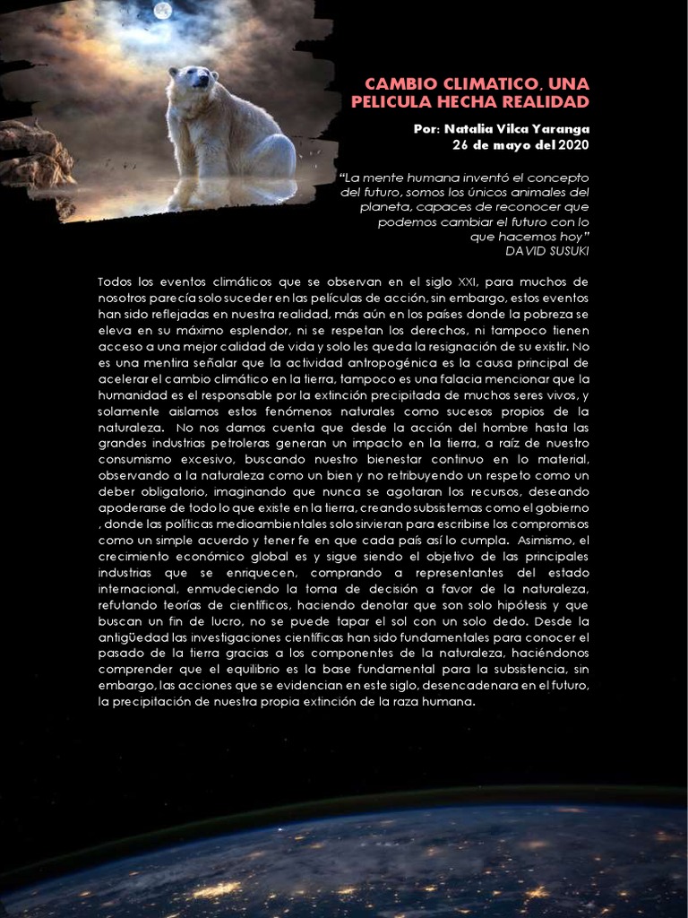 Ensayo Del Cambio Climatico | PDF | Dióxido de carbono | Contaminación