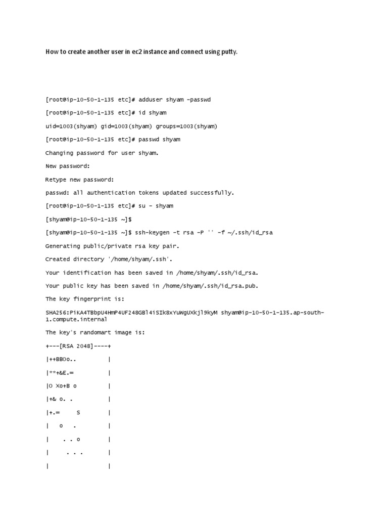 How To Create New User in Ec2 Instance and Connect Using Putty | PDF | Secure Shell | Computer ...