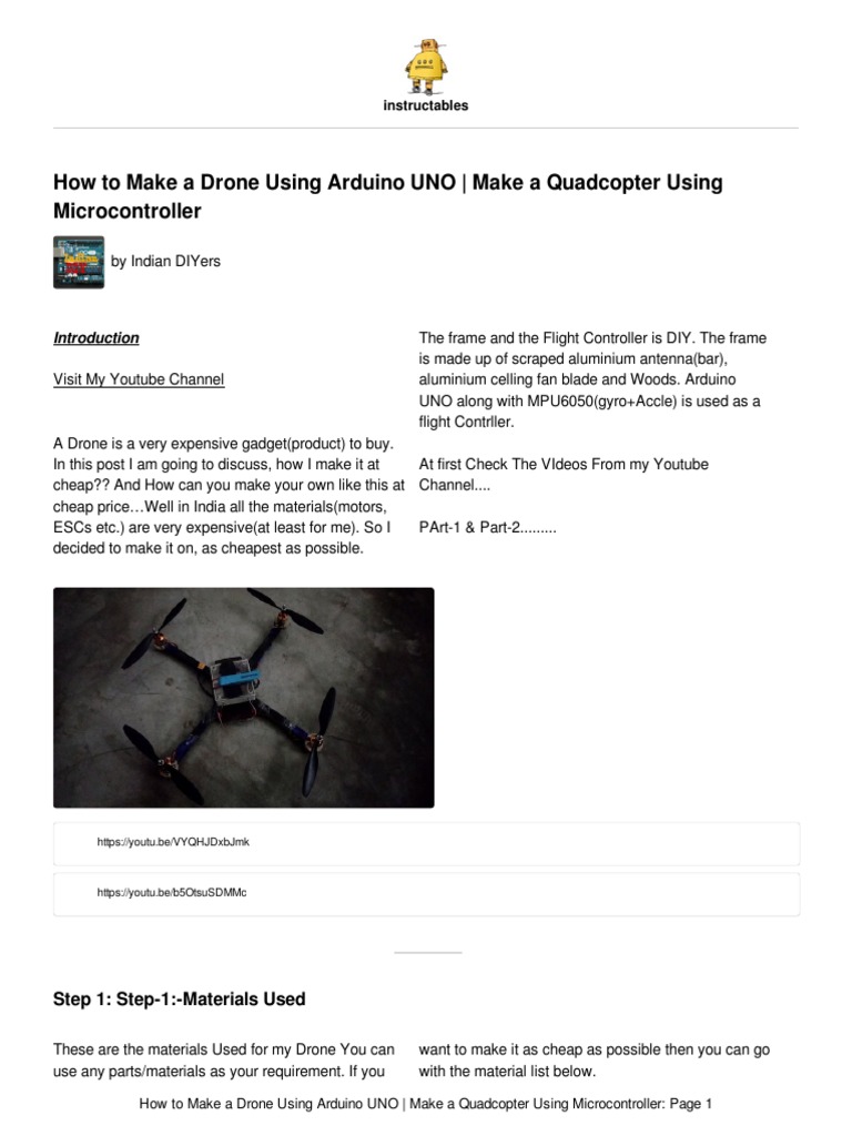 How To Make A Drone Using Arduino Make A Quadcopte | PDF | Arduino ...