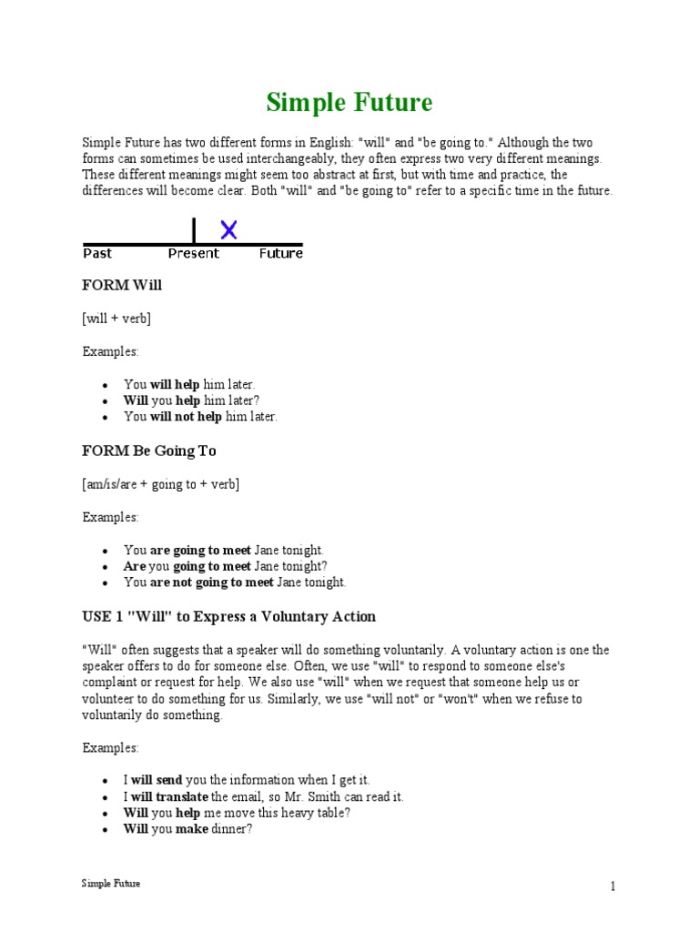 Simple Future: FORM Will | PDF