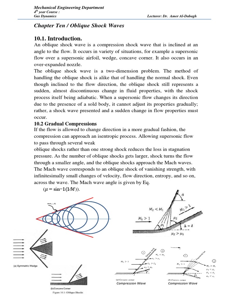 Oblique Shock Waves in Gas Dynamics | PDF | Shock Wave | Compressible Flow
