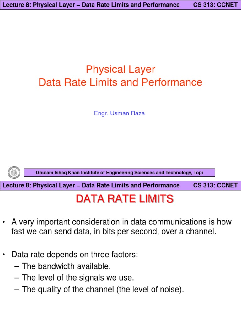 Data Rate Limits in Physical Layer | PDF | Bandwidth (Computing) | Bit Rate