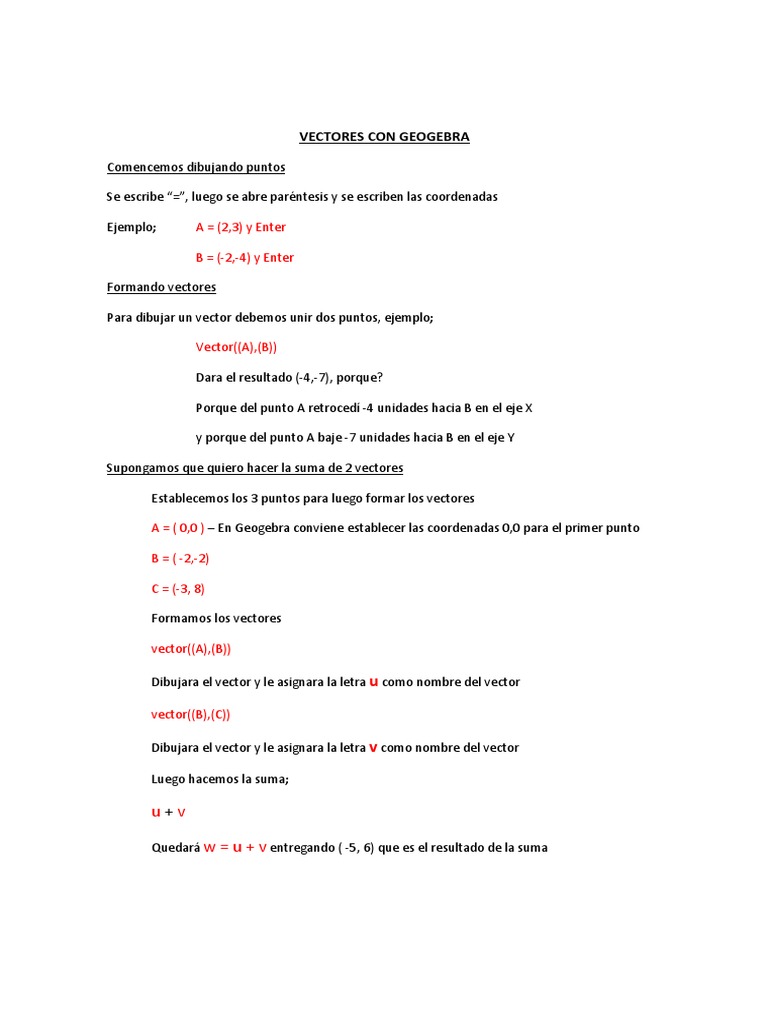 Vectores Con Geogebra Pdf