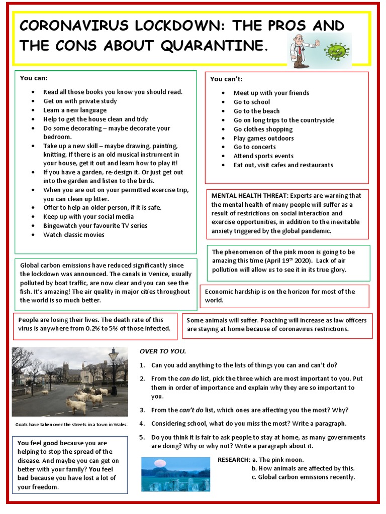Coronavirus Lockdown: The Pros and The Cons About Quarantine | PDF | Air Pollution