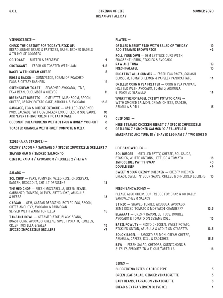 SOL Menu Brunch | PDF | Salad | European Cuisine