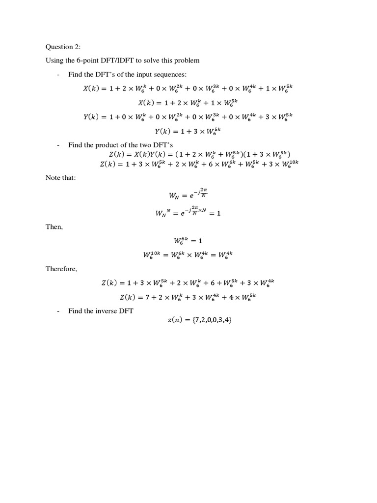6-point DFT IDFT problem | PDF