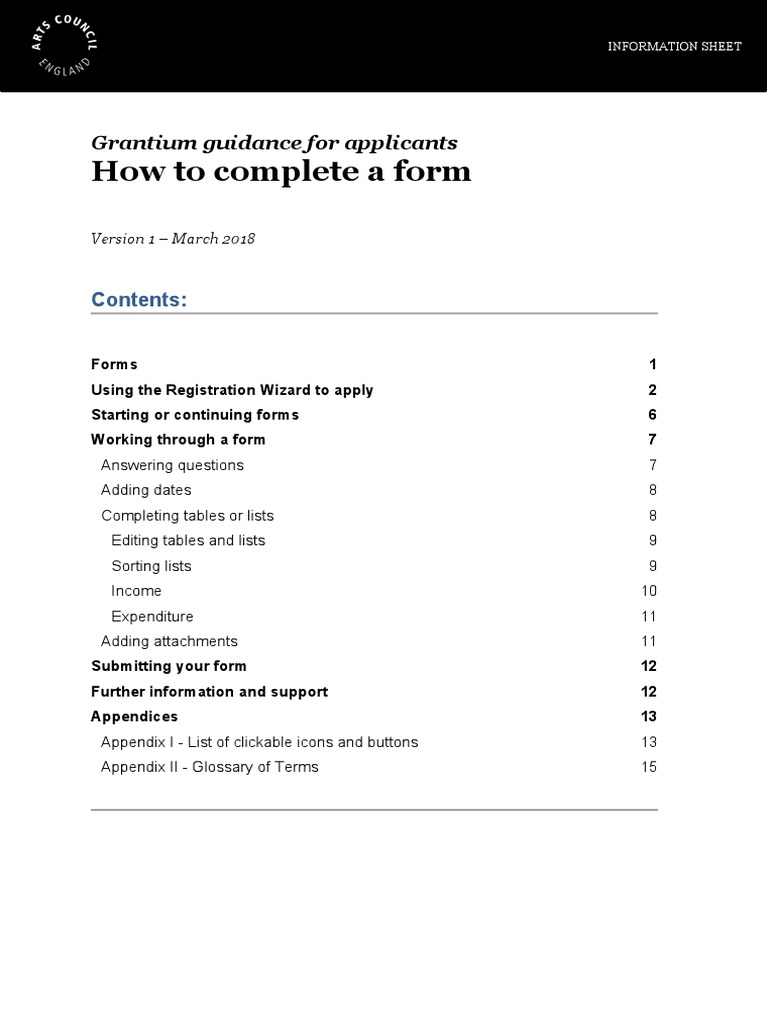 How To Complete A Form: Grantium Guidance For Applicants | PDF | Icon ...