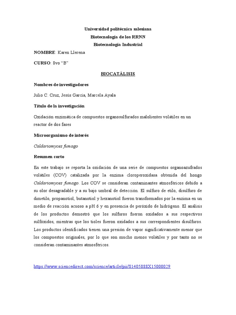 BIOCATALISIS | PDF | Enzima | Catálisis