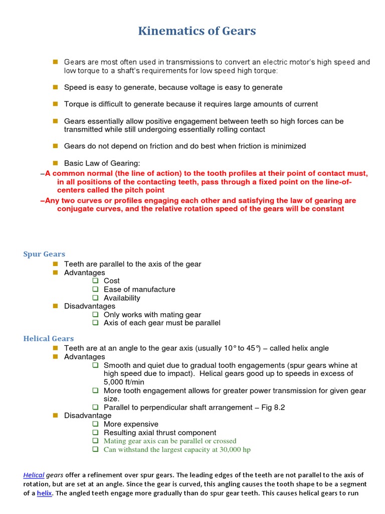Kinematics of Gears | PDF | Helix | Gear