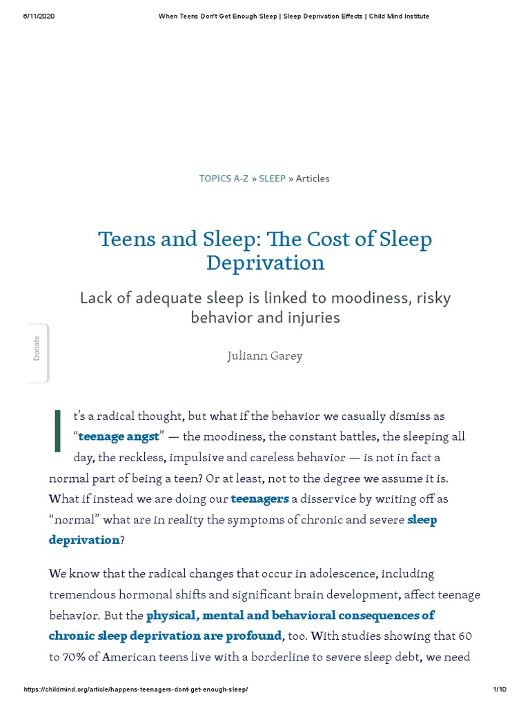 When Teens Don't Get Enough Sleep - Sleep Deprivation Effects - Child ...