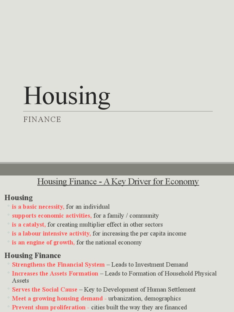 Housing Finance: Key Economic Driver in India | PDF | Microfinance | Loans