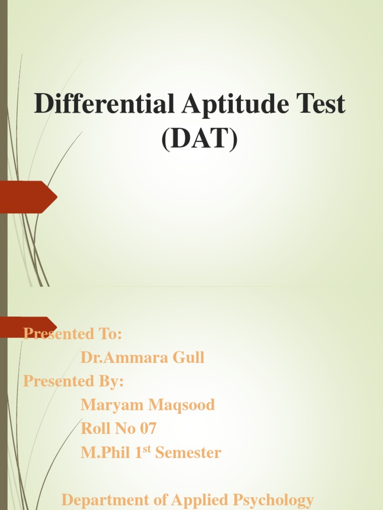 Differential Aptitude Test | PDF | Psychometrics | Test (Assessment)