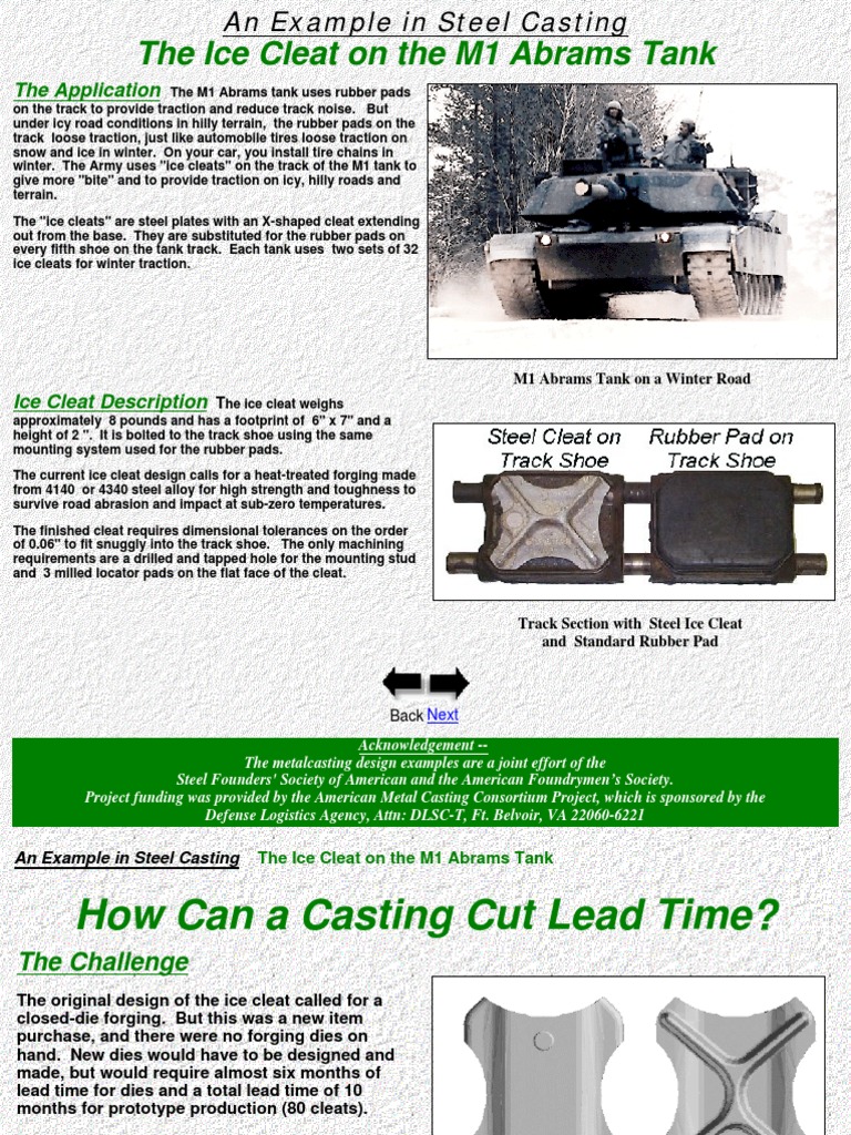 The Ice Cleat On The M1 Abrams Tank: An Example in Steel Casting | PDF ...