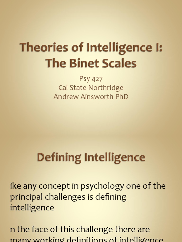 Binet's Concept of Intelligence in Psychology | PDF | Intelligence ...