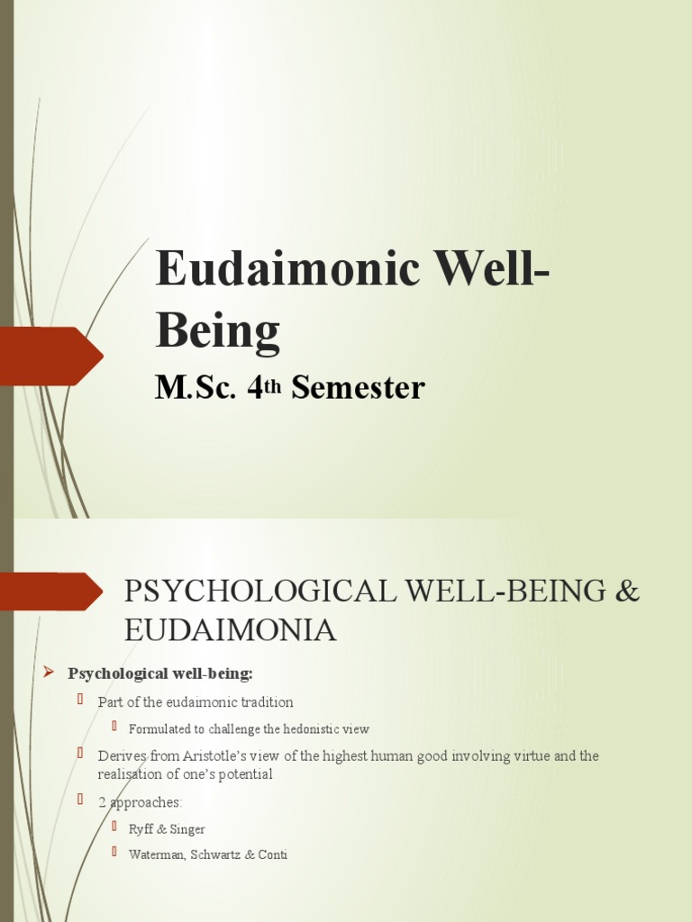 Ryff's Model of Eudaimonic Well-Being | PDF | Well Being | Action ...