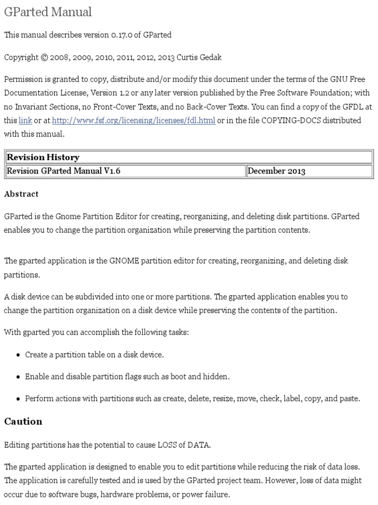 GParted - GParted Manual | PDF | Booting | File System