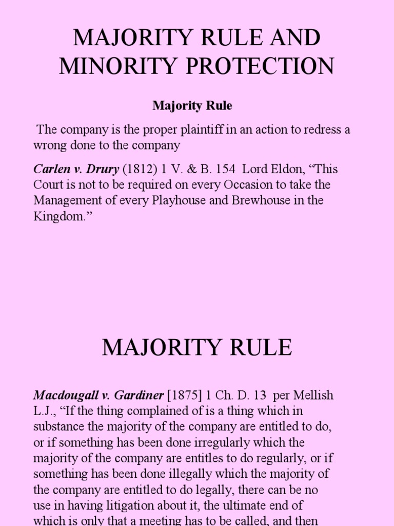 Majority Rule and Minority Protection | PDF | Law