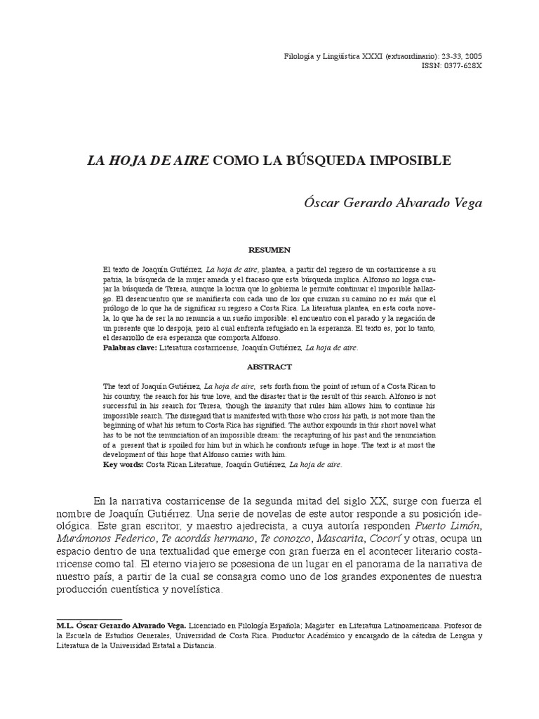 Análisis de La Hoja de Aire | PDF | Locura | Amor