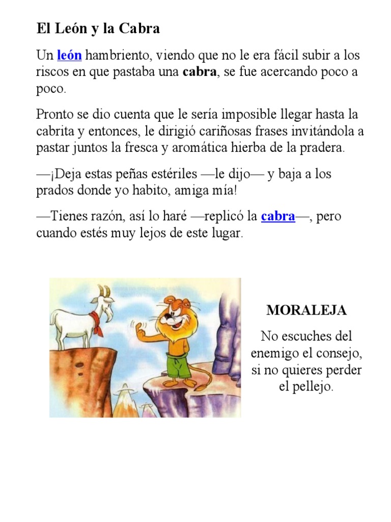 La Fábula del León y la Cabra | PDF