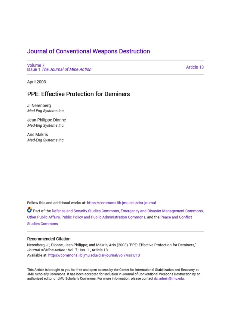 PPE - Effective Protection For Deminers | PDF | Land Mine | Personal ...