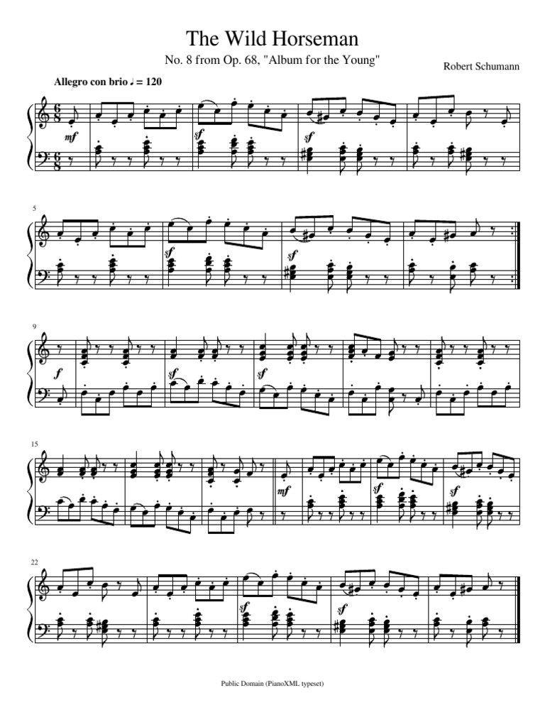 Schumann The Wild Horseman Op. 68 No. 8 | PDF