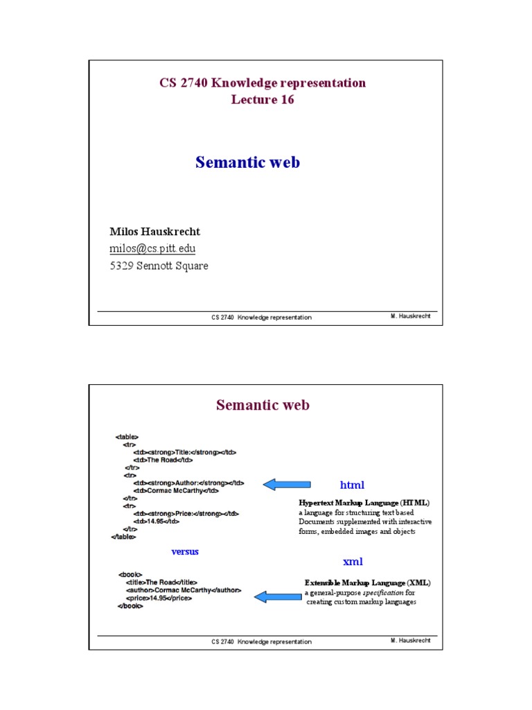 Semantic Web: CS 2740 Knowledge Representation | PDF | Resource Description Framework ...